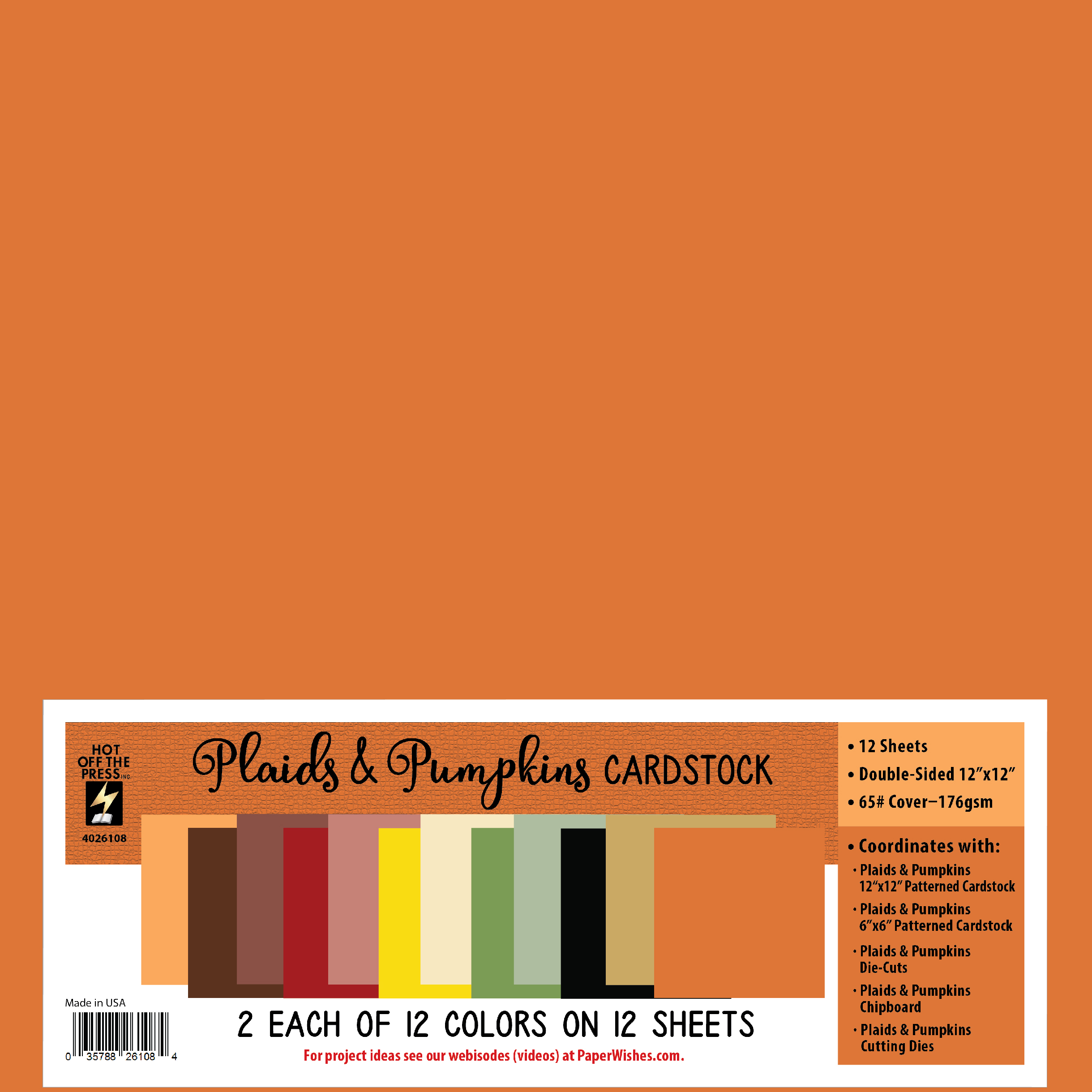 Paper Wishes | Plaids & Pumpkins 12x12 Solid Cardstock